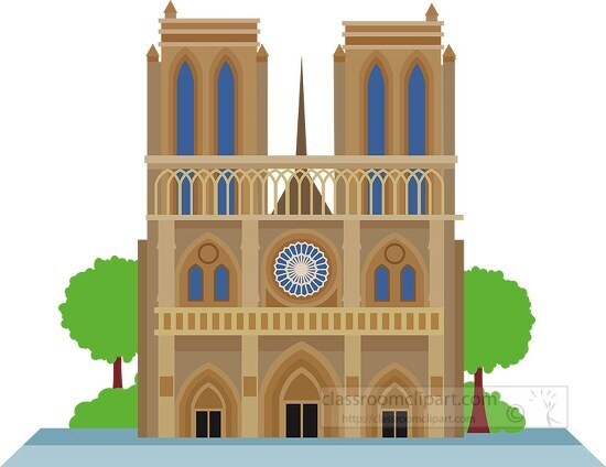 exterior notre dame cathedral paris france clipart - Classroom Clip Art