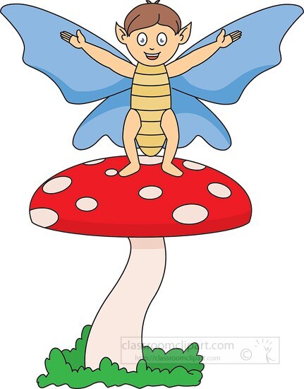 fairy on a red mushroom - Classroom Clip Art