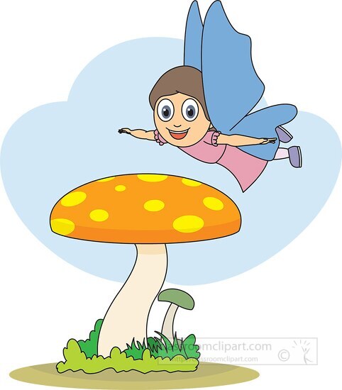 Fairy on an Orange Mushroom Clipart - Classroom Clip Art
