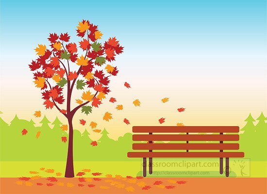 falling leaves tree and banch in the garden nature scene fall cl ...