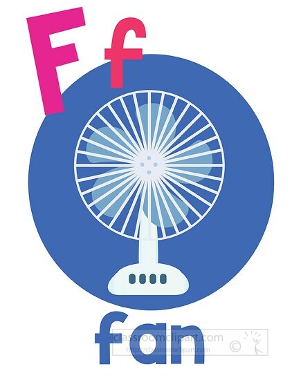 fan with alphabet letter F learning words - Classroom Clip Art