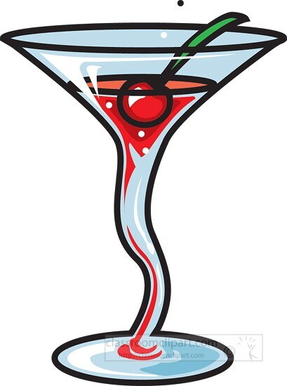 fancy cocktail drink with cherry - Classroom Clip Art