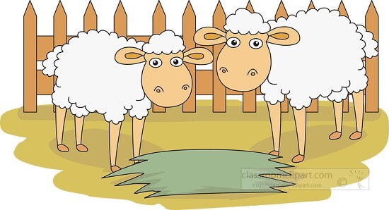 farm animal two sheep clipart - Classroom Clip Art