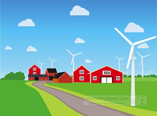 farm-and-wind-turbines-in-wheat-field-sweden-clipart - Classroom Clip Art