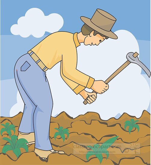 farmer tilling soil agriculture clipart - Classroom Clip Art