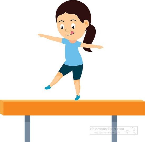 female athlete practicing on balance beam clipart - Classroom Clip Art