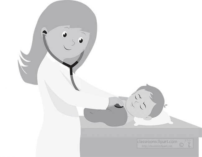 female doctor examine baby in clinic medical gray color - Classroom ...