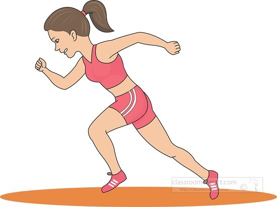 female runner racing at track field event clipart - Classroom Clip Art