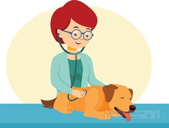 female veterinary examing a dog clipart - Classroom Clip Art