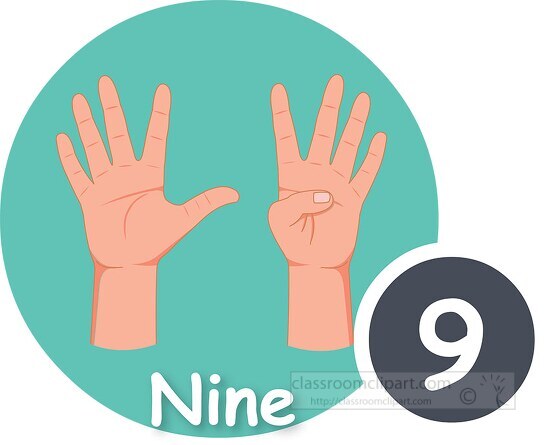 Counting Clipart - fingers on hand making the number nine clipart