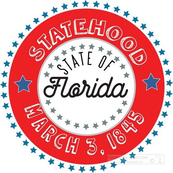 Free Florida Statehood 1845 date statehood round style with stars cli ...