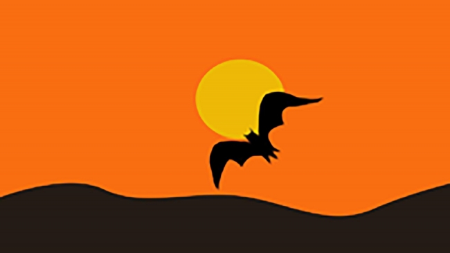 fly bat over full moon animation - Classroom Clip Art