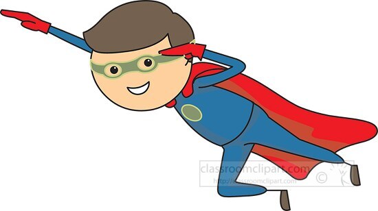 flying super hero cartoon character - Classroom Clip Art