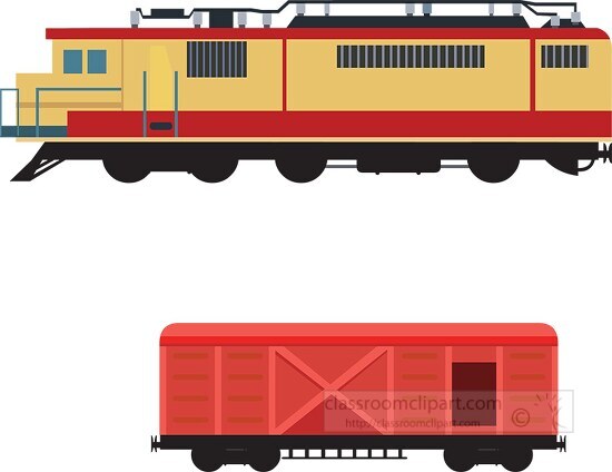 freight train or goods train clipart - Classroom Clip Art