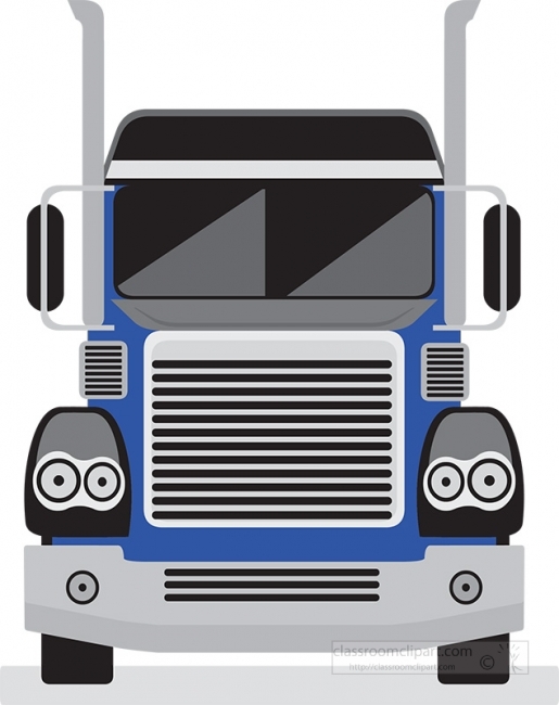 freightliner front view semi truck gray color - Classroom Clip Art