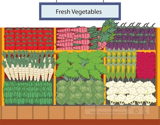 fresh vegetable section of grocery store clipart - Classroom Clip Art