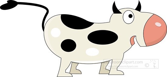 funny cow cartoon with long tail - Classroom Clip Art