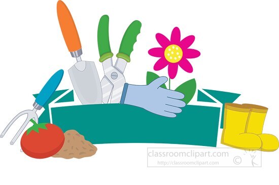 gardening decorative text with tools vegetables clipart - Classroom ...