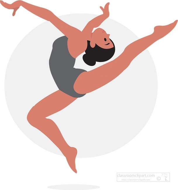 girl athlete performing acrobatic dance vector gray color - Classroom Clip Art