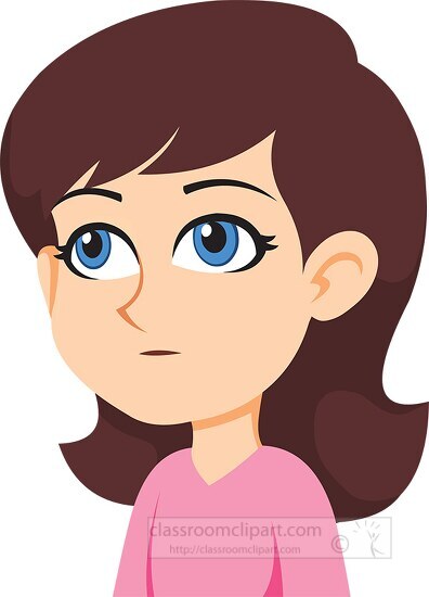 Girl character blank expression clipart - Classroom Clip Art