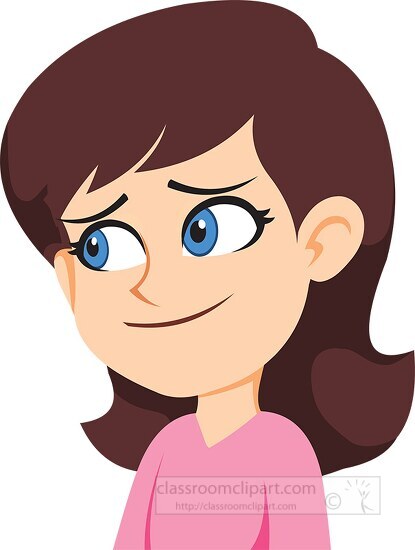 Girl character blushing expression clipart - Classroom Clip Art