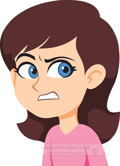 Girl character sneering expression clipart - Classroom Clip Art