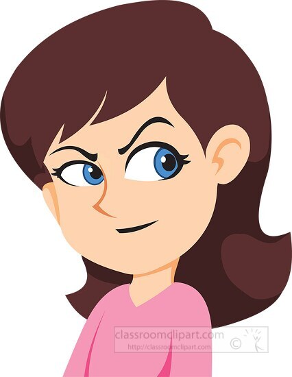 Girl character suspicious expression clipart - Classroom Clip Art