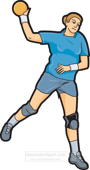 Ball Sports Clipart - girl handball player jumps to throwball clipart