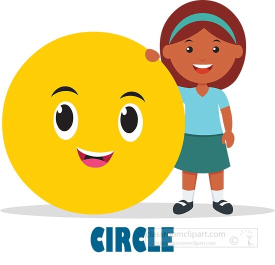 girl holds circle cartoon shape geometry character clipart - Classroom ...