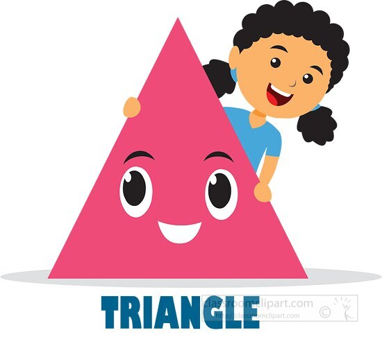 girl holds triangle cartoon shape geometry character clipart ...