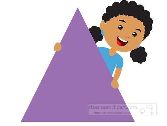 girl holds triangle shape geometry clipart - Classroom Clip Art