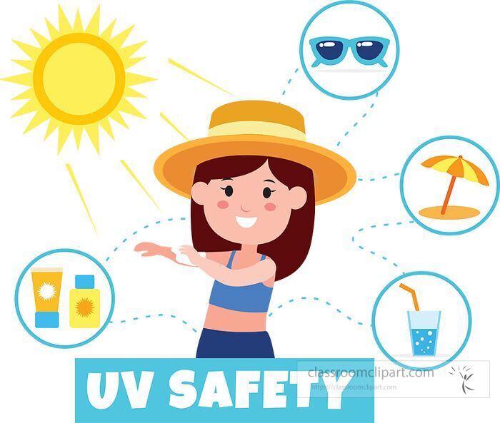 girl represents sun safety UV protection clipart - Classroom Clip Art