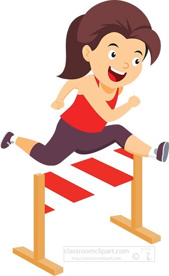 Free girl running in hurdle race clipart - Classroom Clipart