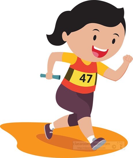 Free girl running in relay race - Classroom Clipart
