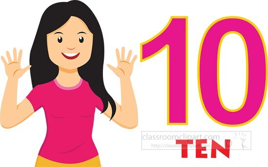 Counting Clipart - girl showing and saying counting number 10 clipart