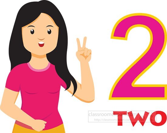 girl showing and saying counting number 2 clipart - Classroom Clipart