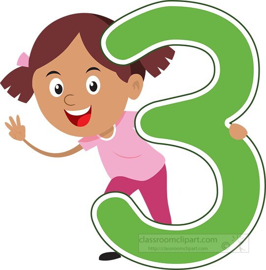 girl standing with number three math clipart 6920 - Classroom Clip Art