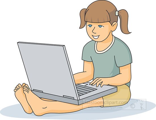 girl with laptop computer 26 - Classroom Clip Art