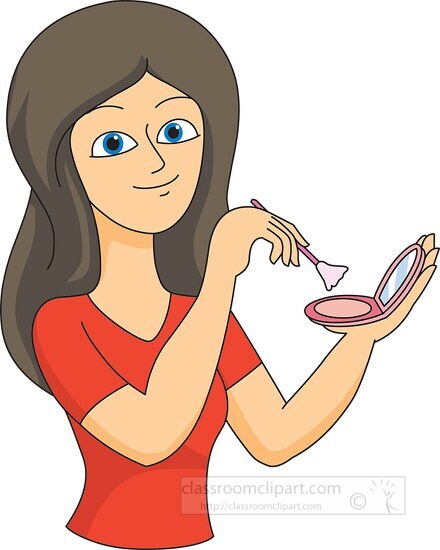 girl with make up brush - Classroom Clipart