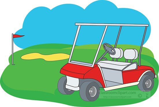 Free golf cart on golf course - Classroom Clipart