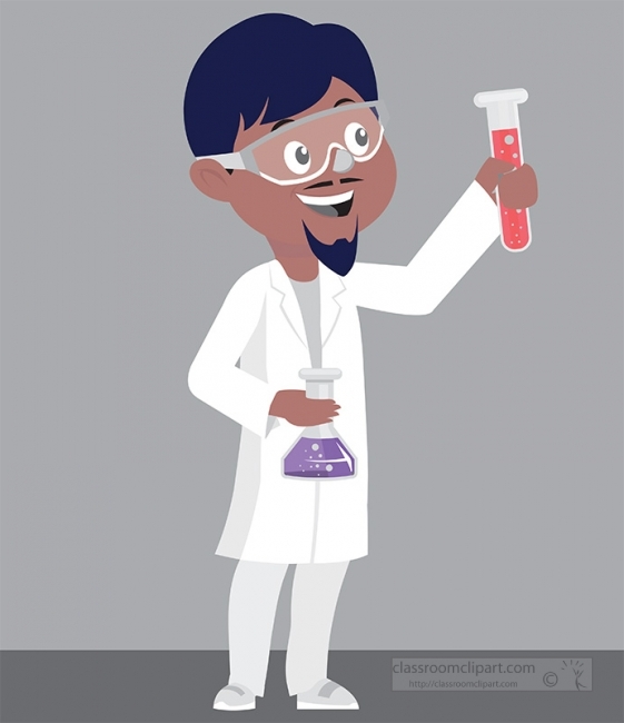 gray color of man holding test tube in laboratory science classr ...