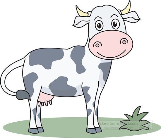 gray white cow with pink face - Classroom Clip Art
