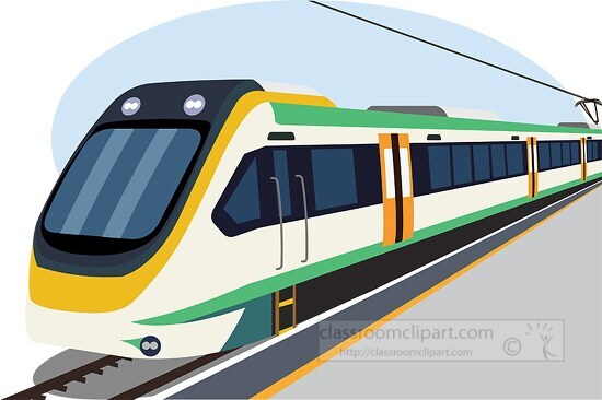 green colour metro train transportation clipart - Classroom Clip Art
