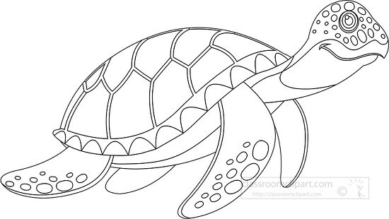 green sea turtle marine animal black white outline clipart 718 ...