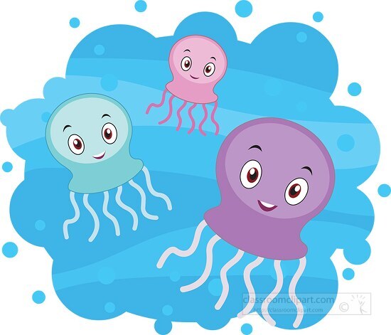 group of little jellyfish clipart - Classroom Clipart