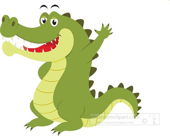 happy alligator waving clipart - Classroom Clip Art