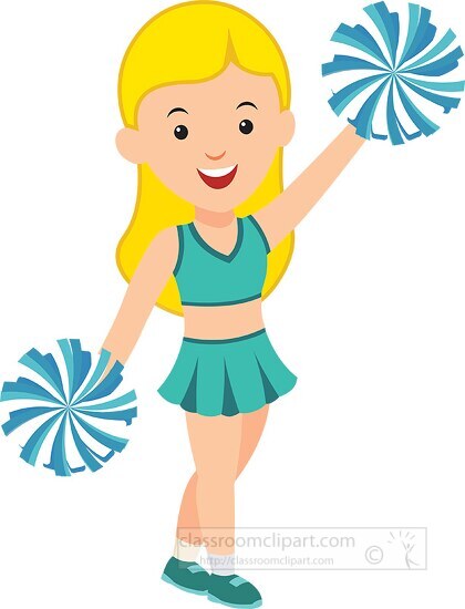 Cheerleading Clipart - happy cheerleaders in green dress clipart