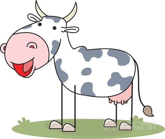 happy cow stick figure - Classroom Clipart