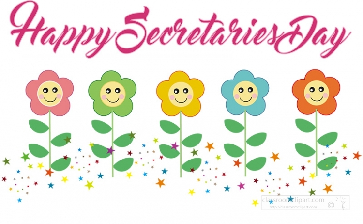 happy secretaries day cute flowers clipart - Classroom Clip Art