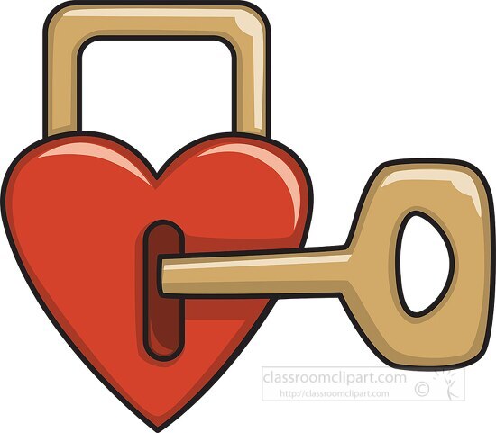 Valentines Day Clipart-heart with lock key clipart